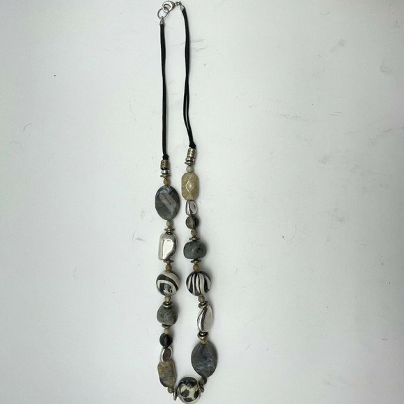Jewelry | Stone Bead Necklace Suede Cord Silver Tone Lobster Claw ...